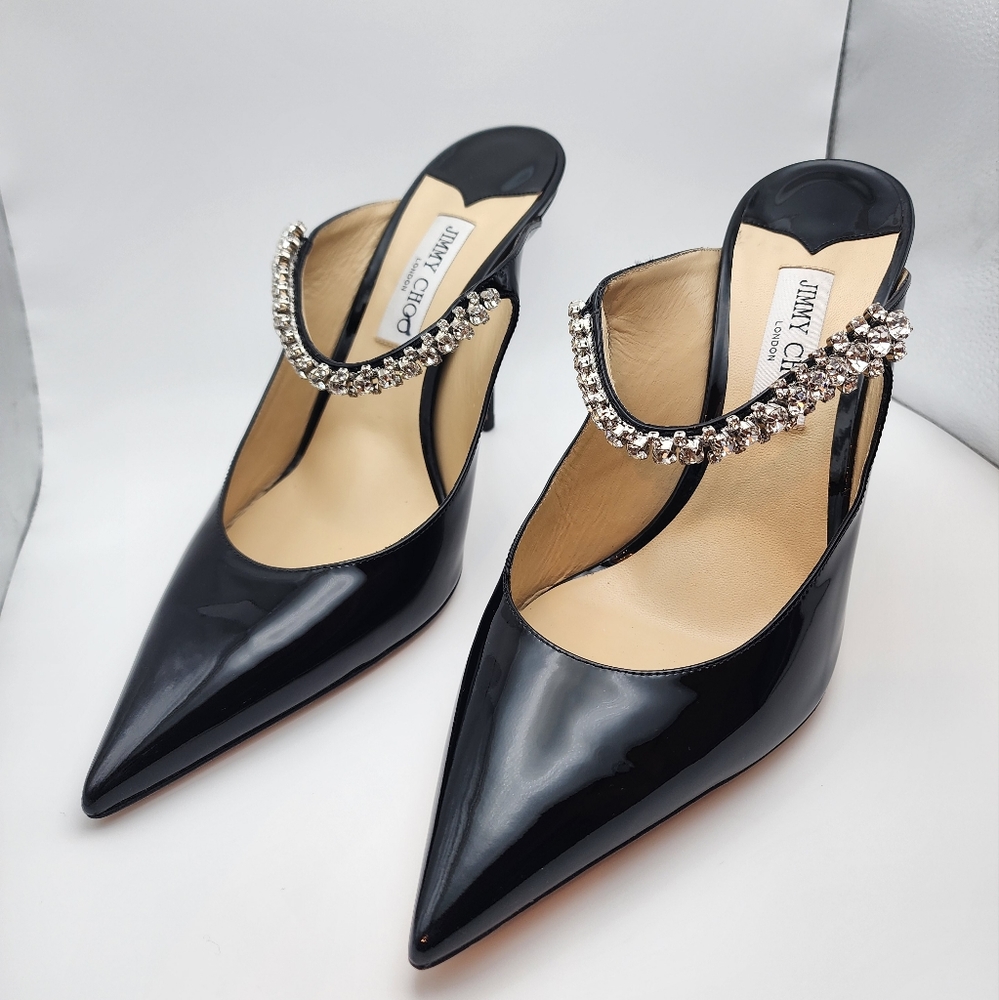 Jimmy Choo Patent Leather Black Bing 100 Size 44 (Fit… - Gem